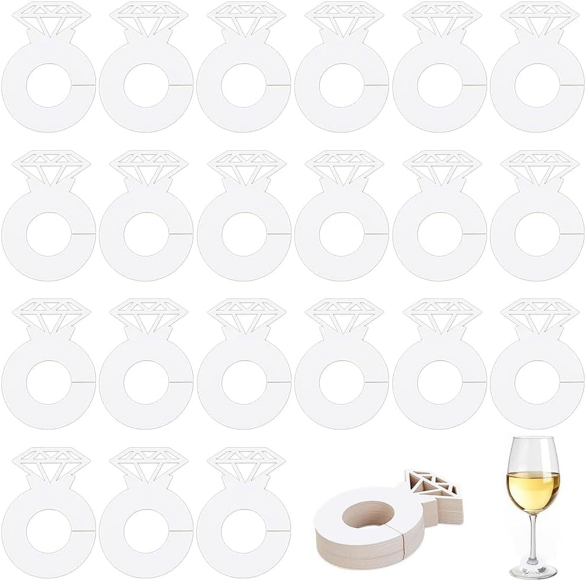 100 Pcs Diamond Ring Paper Glass Markers - Name Tags for Champagne ...