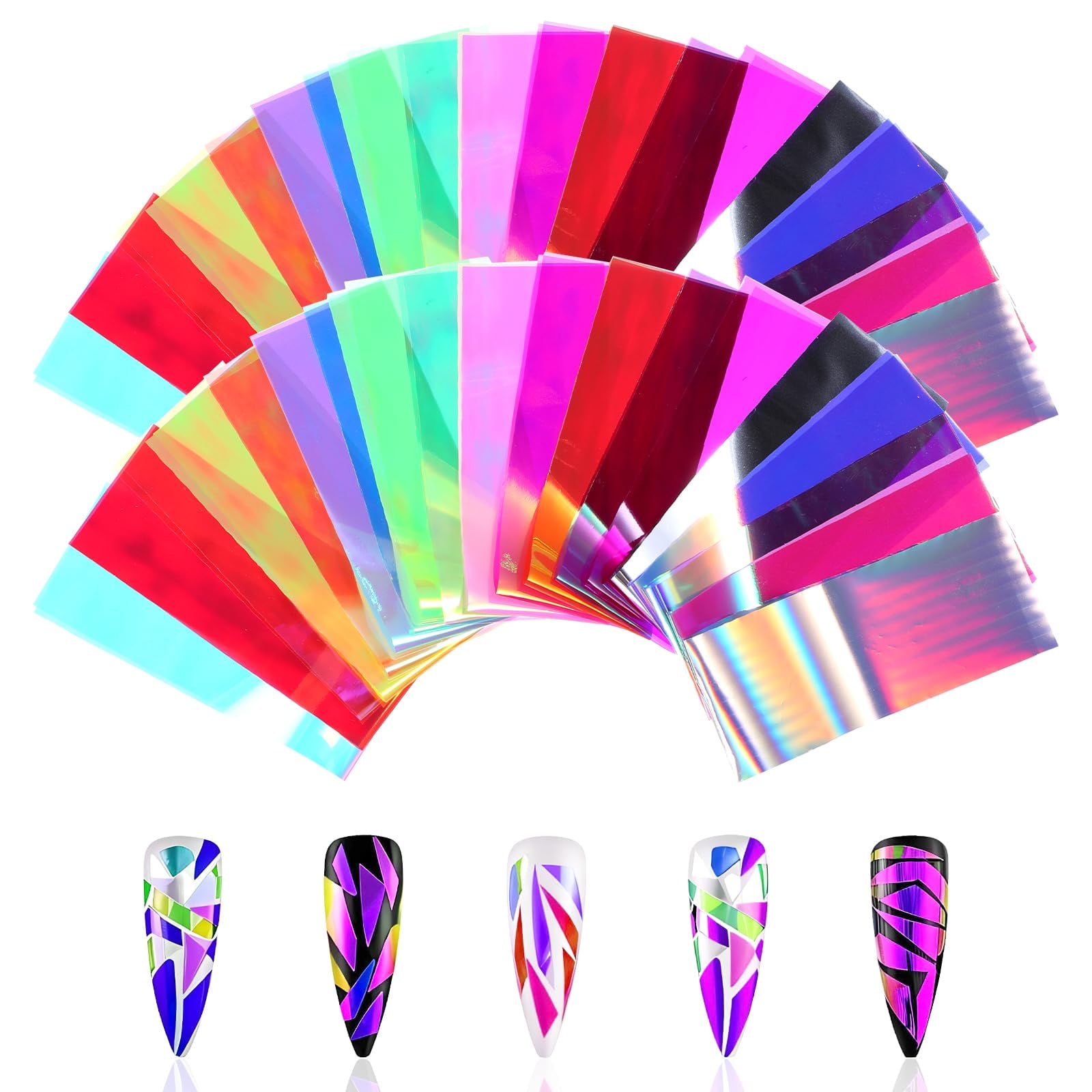 100 Pcs Dichroic Film TMA2 Iridescent Nail Art Glass Sheet Aurora Nail ...