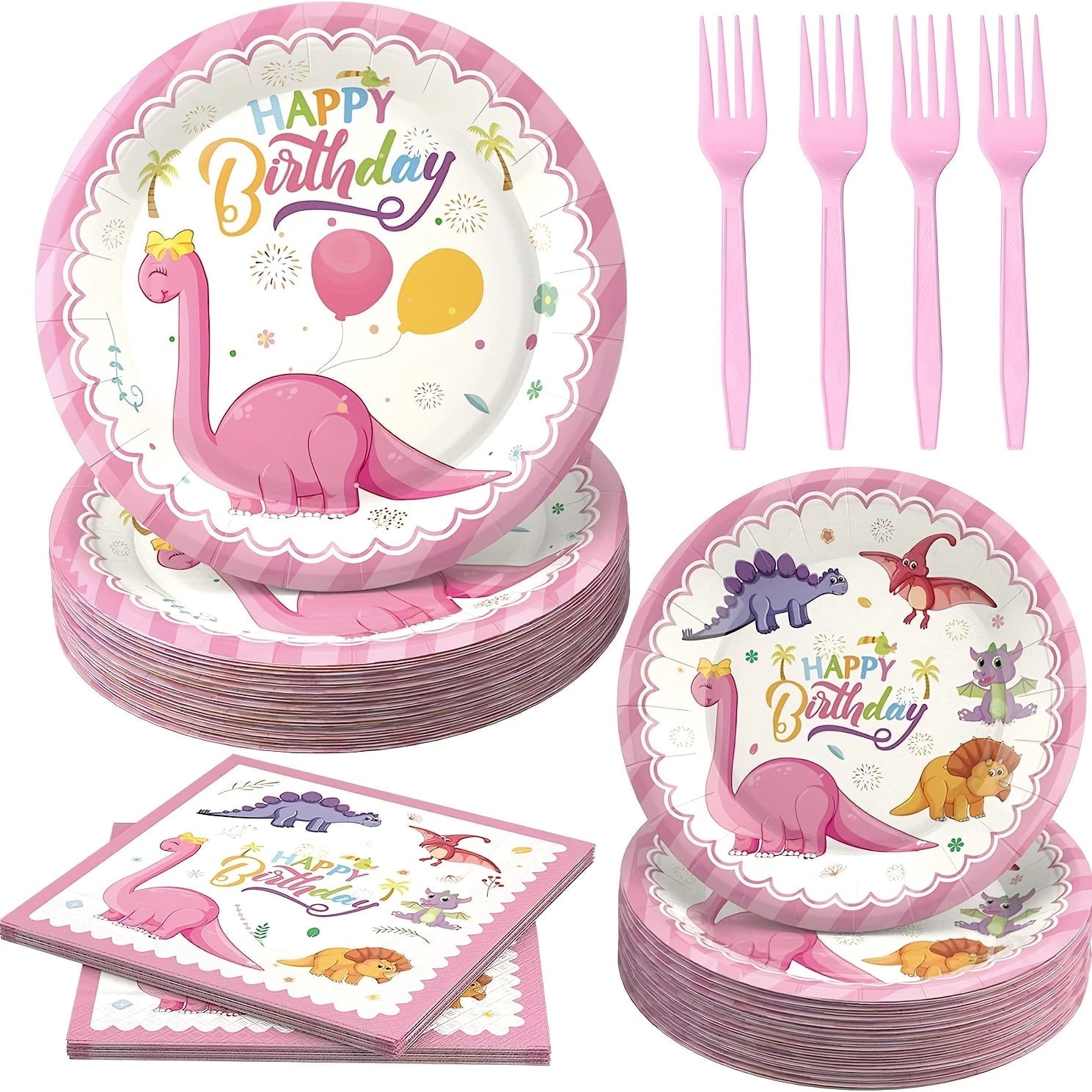 100 Pcs Dinosaur Birthday Party Supplies, 20 Pcs 9 Inch Plates, 20 Pcs ...