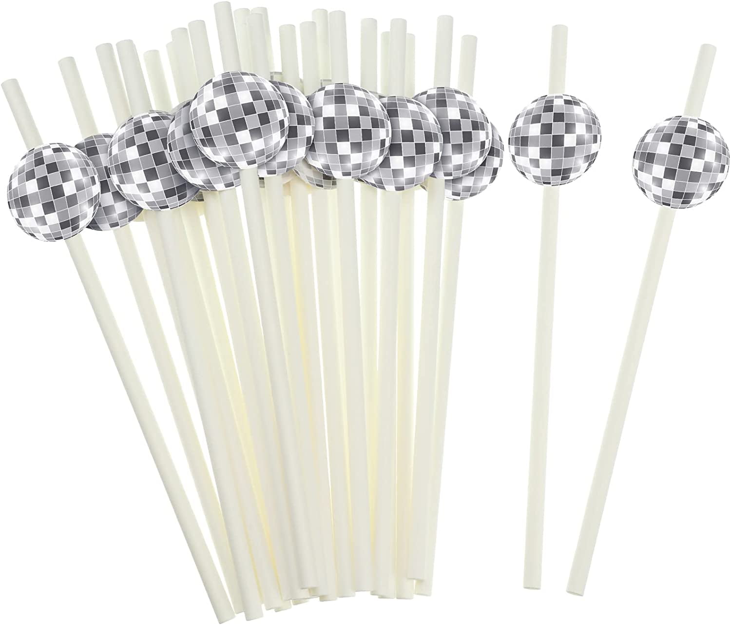 100 Pcs Disco Ball Paper Straws Disco Party Decorations 70s Disco ...