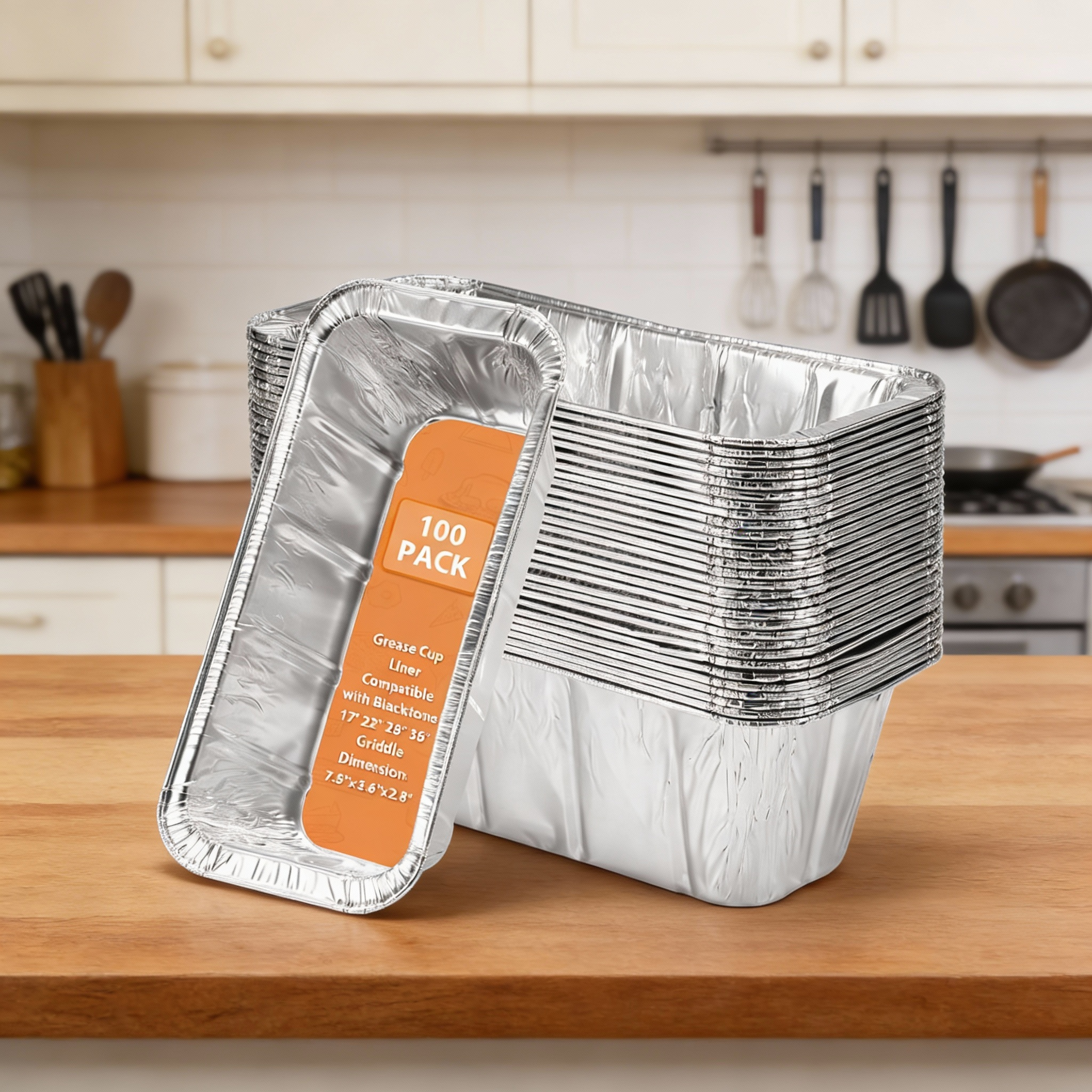 100 Pcs Disposable Aluminum Foil Grease Catcher Liners: Compatible with ...