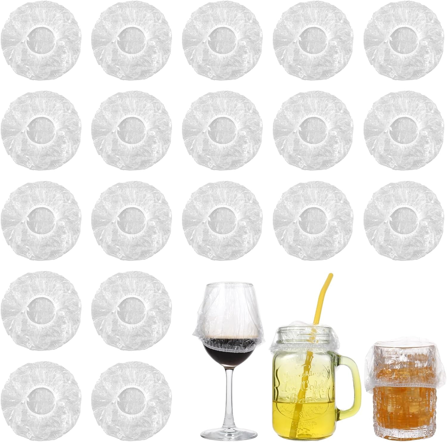 100 Pcs Disposable Drink Covers for Alcohol Protection Women Scrunchie ...