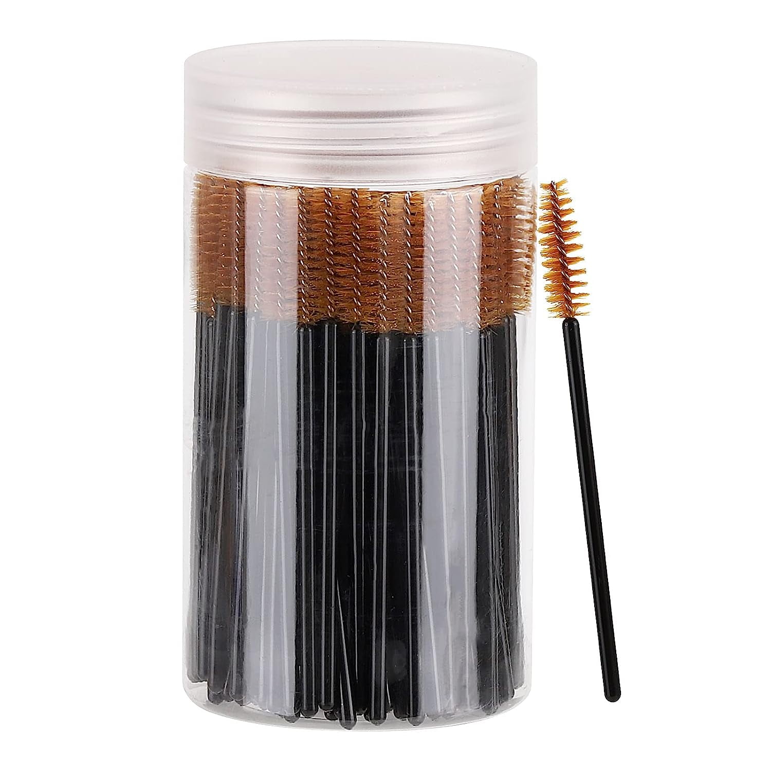 100 Pcs Disposable Eyelash Brush, Mascara Wands with Container Eyebrow ...