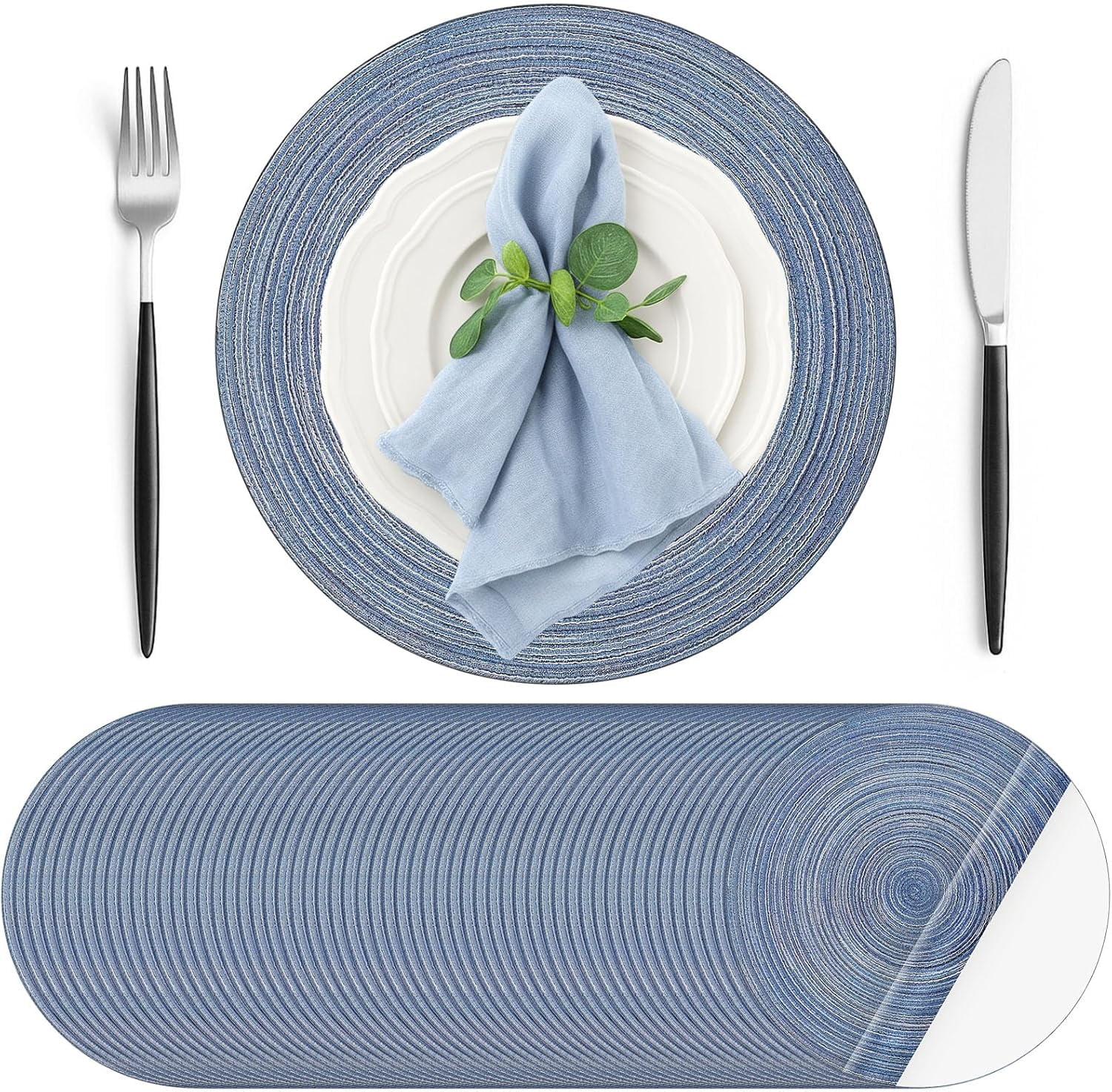 100 Pcs Disposable Paper Placemats Cotton Woven Look 13'' Round ...