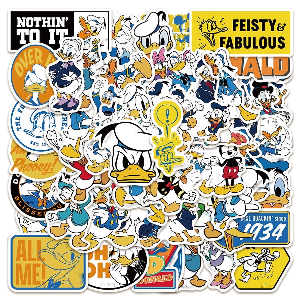 100 Pcs Donald Duck Stickers Anime Stickers Cartoon Waterproof Stickers ...