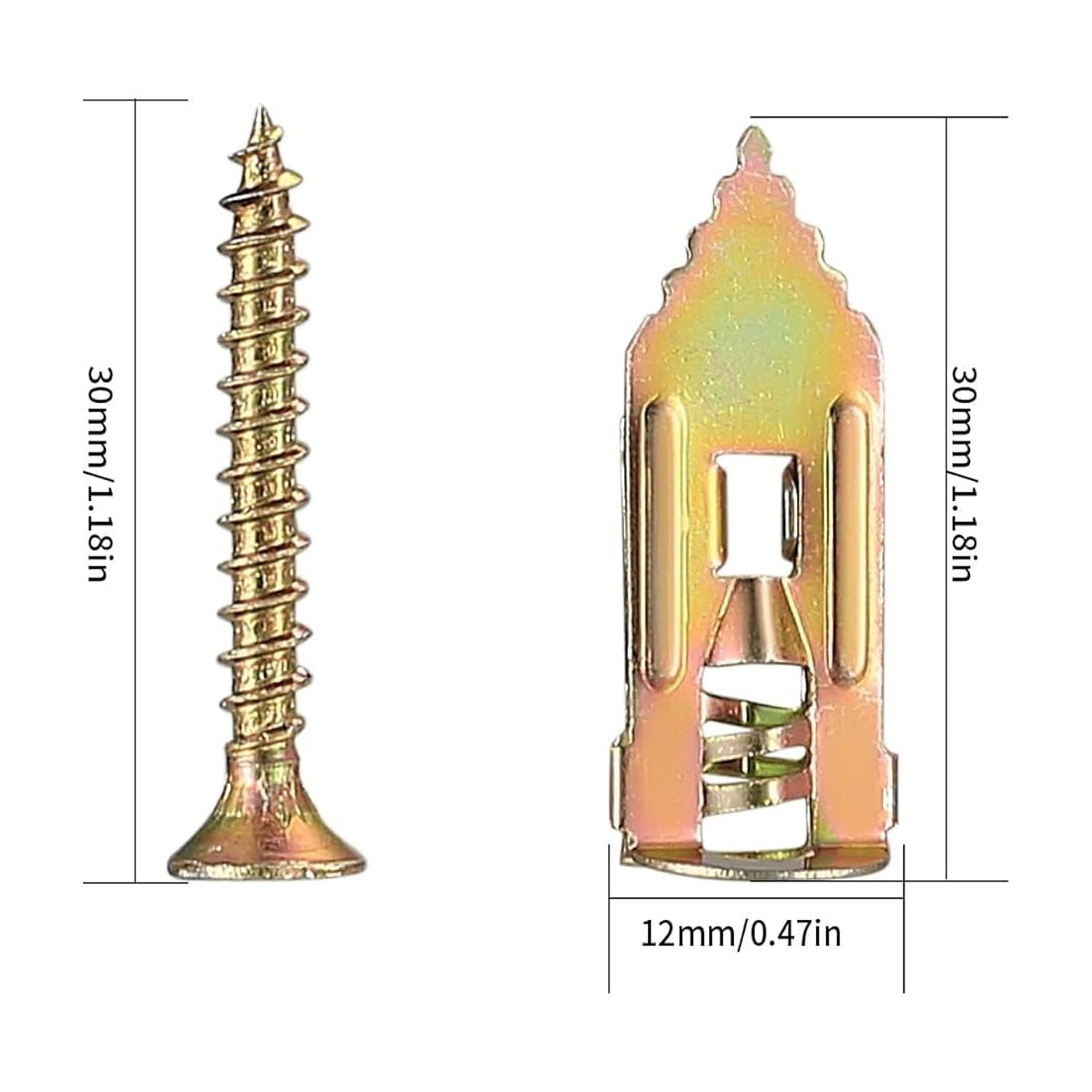 100 Pcs Drilling Drywall Anchors with Screws Kit, Zinc Plated Steel ...