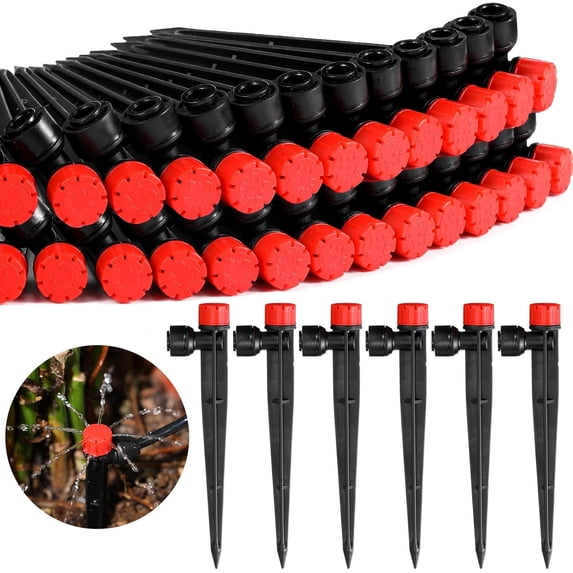 100 Pcs Drip Irrigation Emitters for 1/4'' Irrigation Tubing Adjustable ...