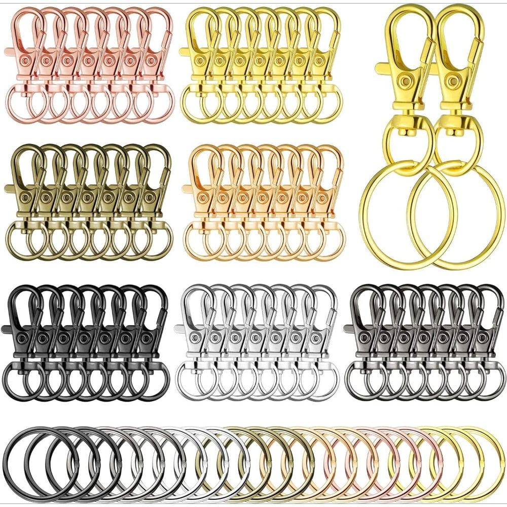 100 Pcs Durable Metal Clasp Set, 50 Lobster Claws & 50 Key Rings with ...