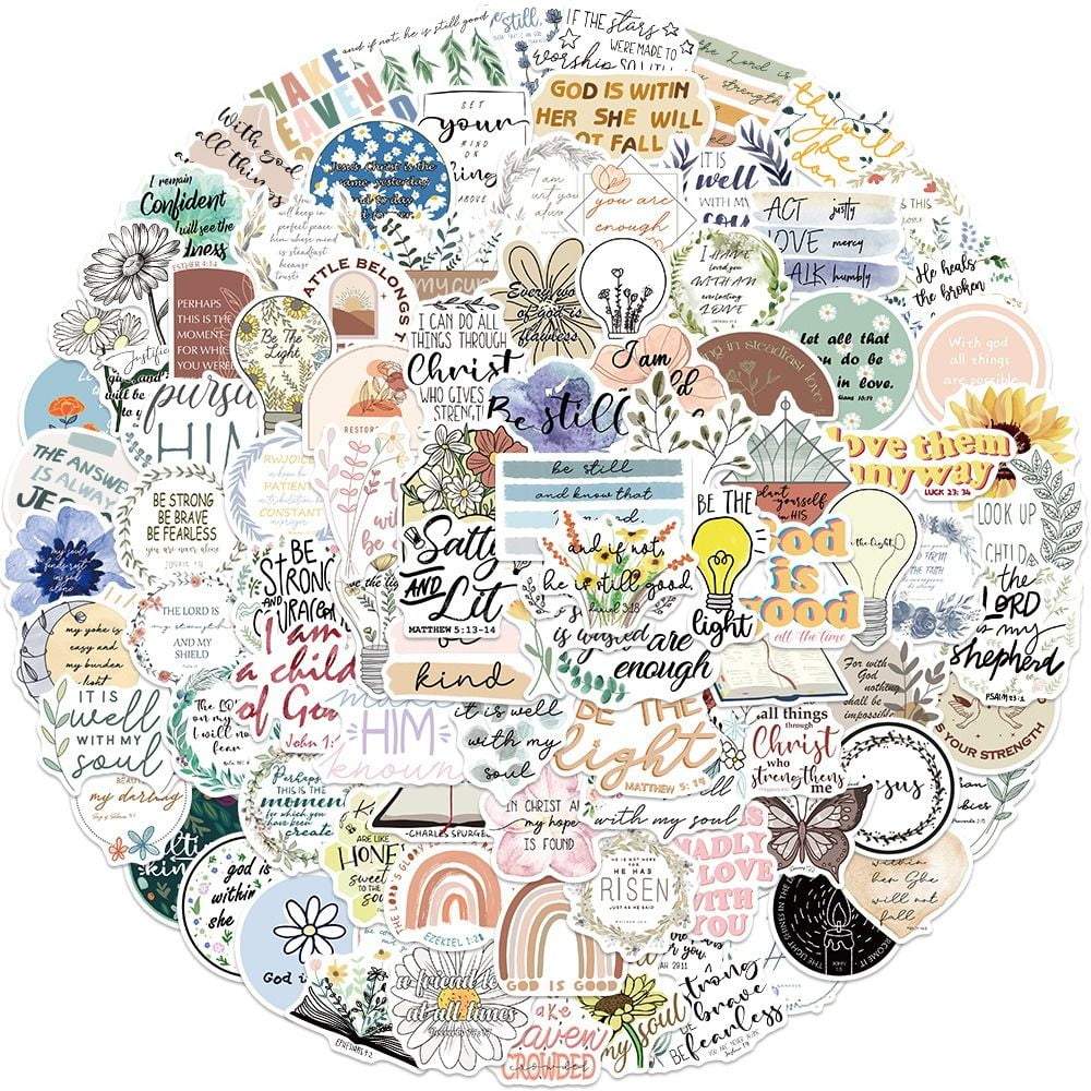 100 Pcs Durable Multipurpose Jesus Stickers Biblical Themed Faith ...