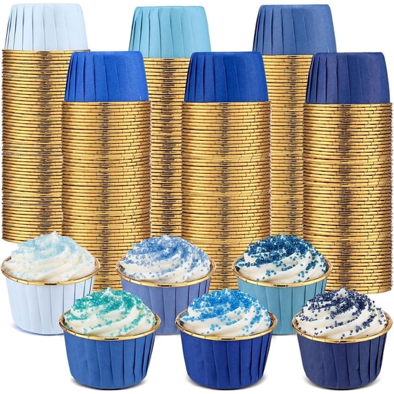 100 Pcs Dusty Blue Cupcake Liners Blue Cupcake Foil Wrappers Snack ...