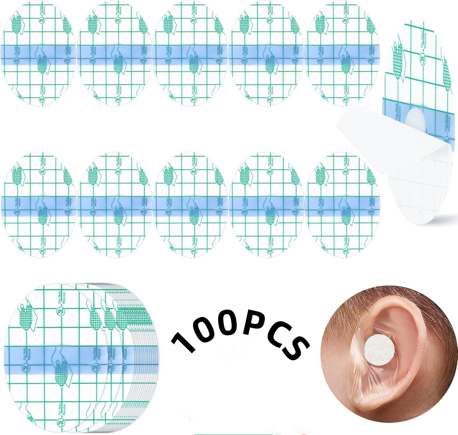 100 Pcs Ear Covers Waterproof Baby Shower Swimming Ear Stickers Newborn ...