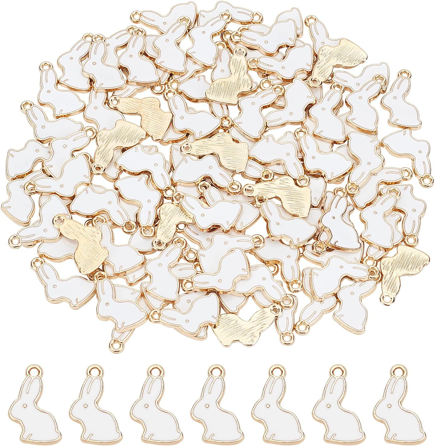 100 Pcs Easter Bunny Charms Enamel Alloy Rabbit Charms Cartoon Metal ...