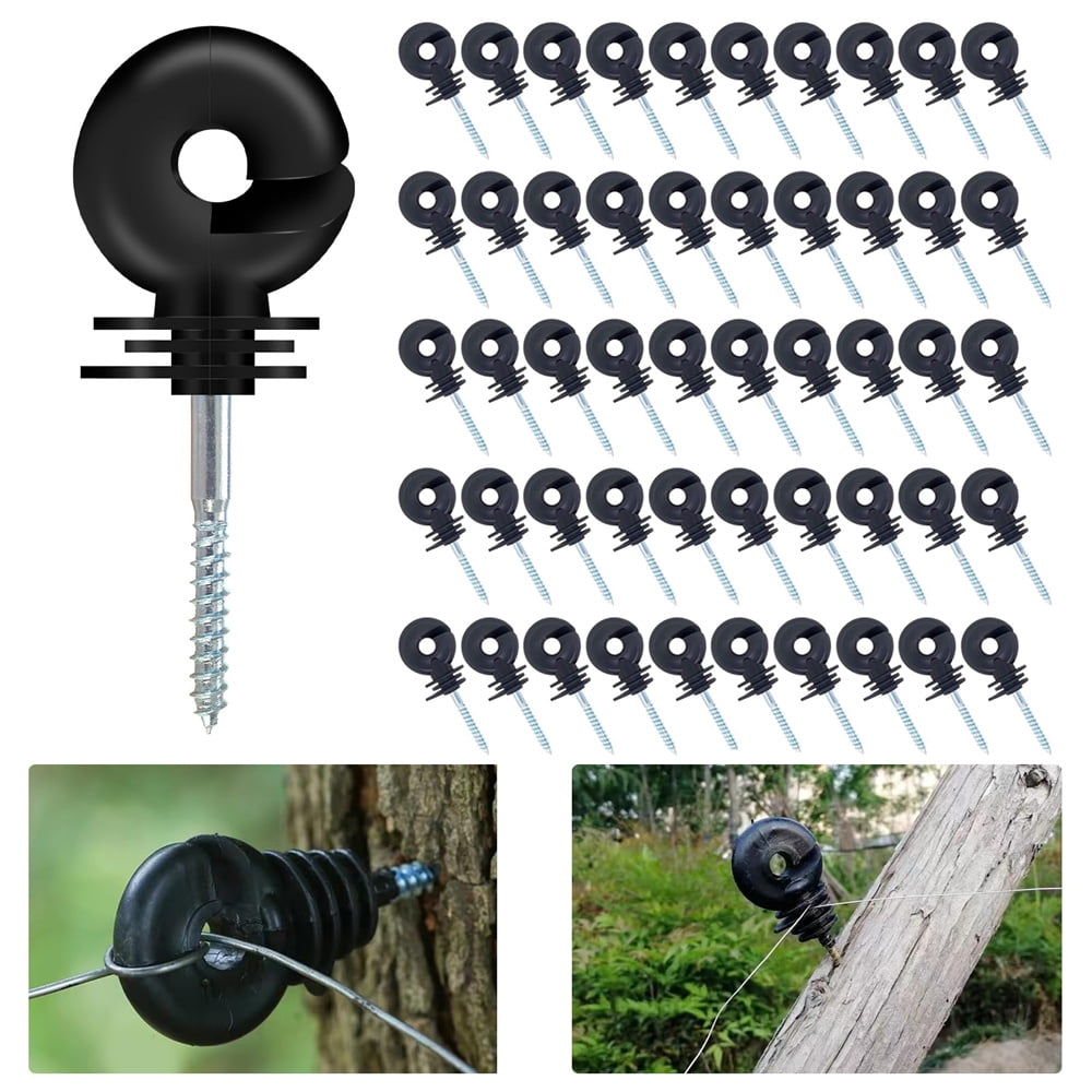 100 Pcs Electric Fence Insulator Screw-in Insulator Fence Ring Post ...