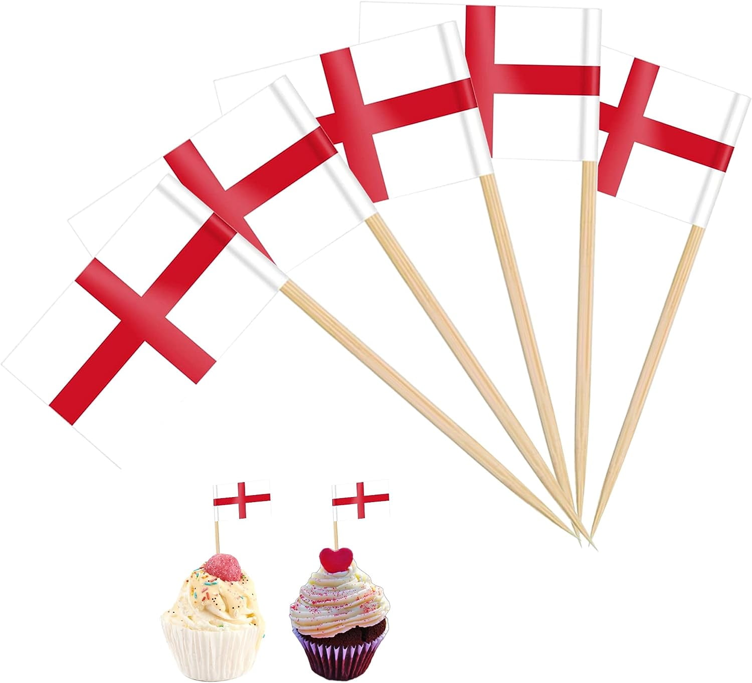 100 Pcs England Toothpick Flags, England St George Flag Cocktail Stick ...