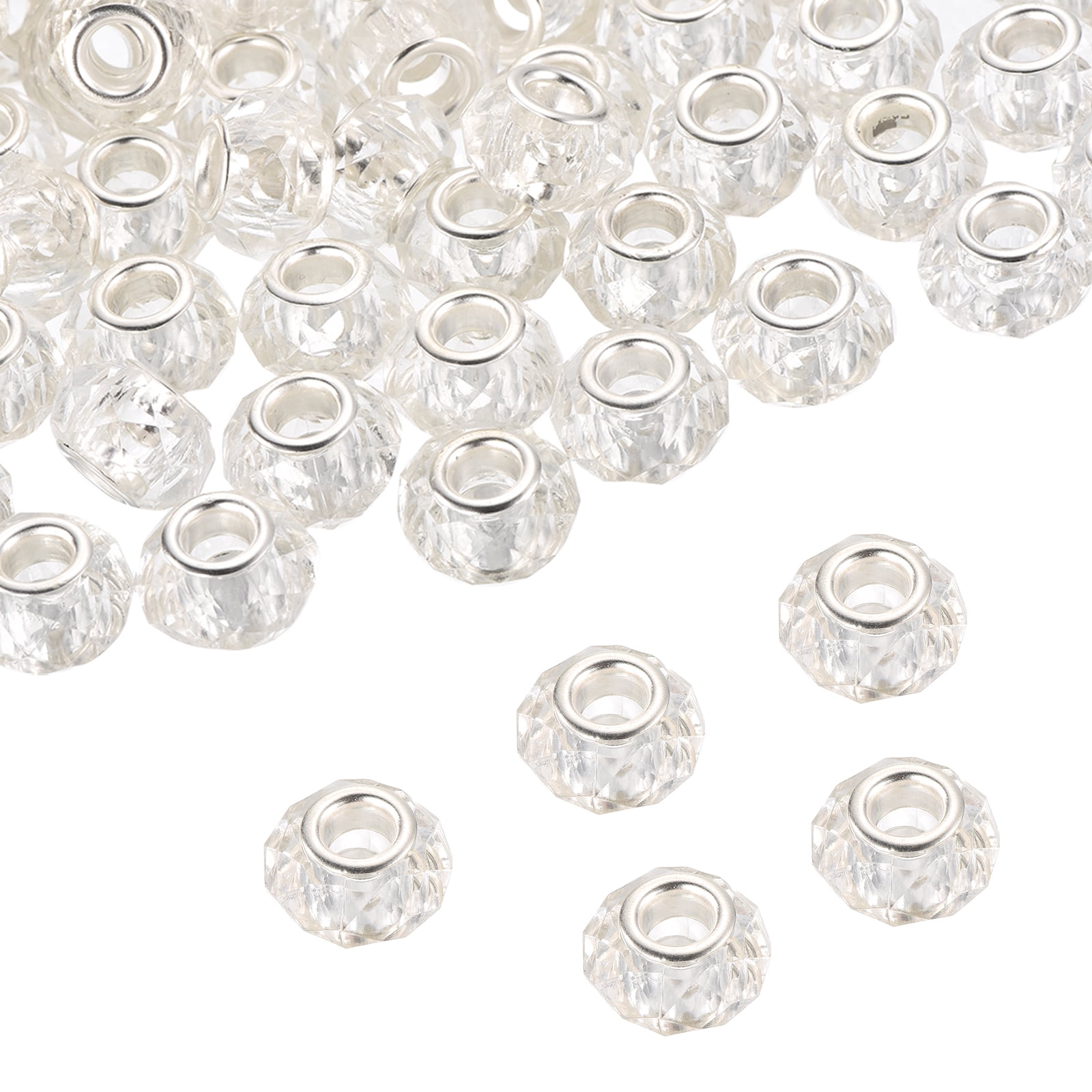 100 Pcs European Large Hole Beads 14mm Bulk Large Hole Spacer Beads ...