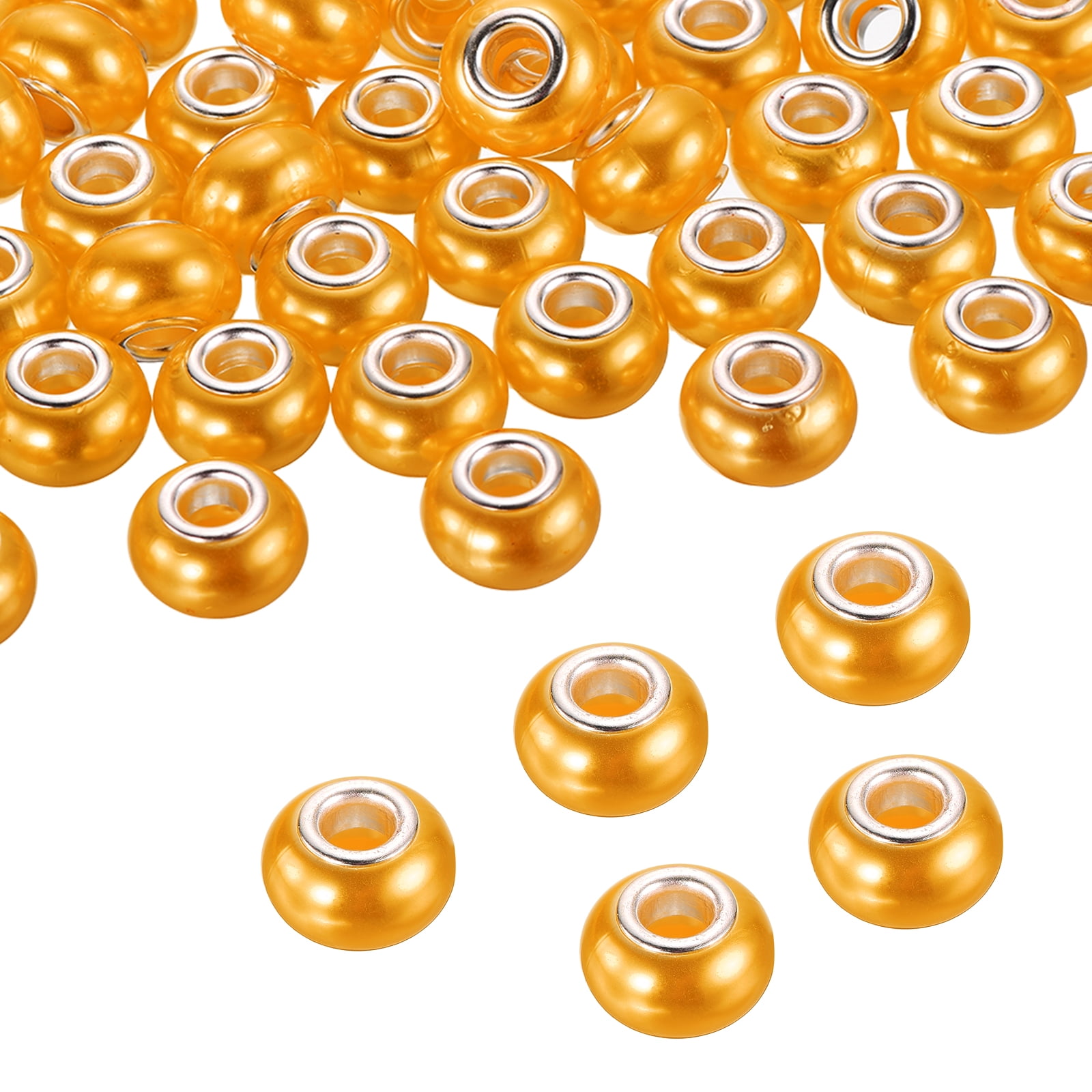 100 Pcs European Large Hole Beads 14mm Bulk Large Hole Spacer Beads for ...