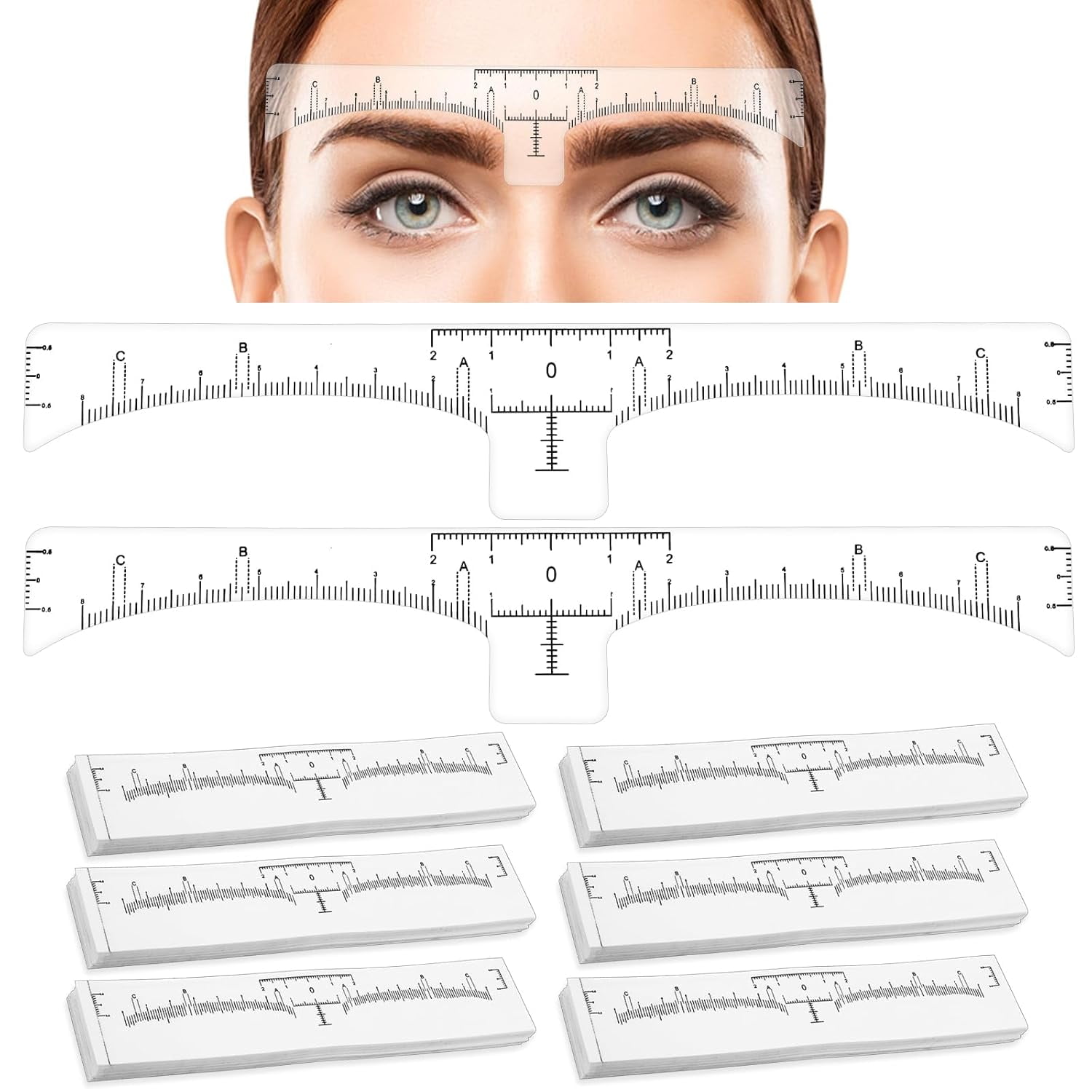 100 Pcs Eyebrow Ruler Stencils - Abeillo Disposable Brow Ruler Sticker ...