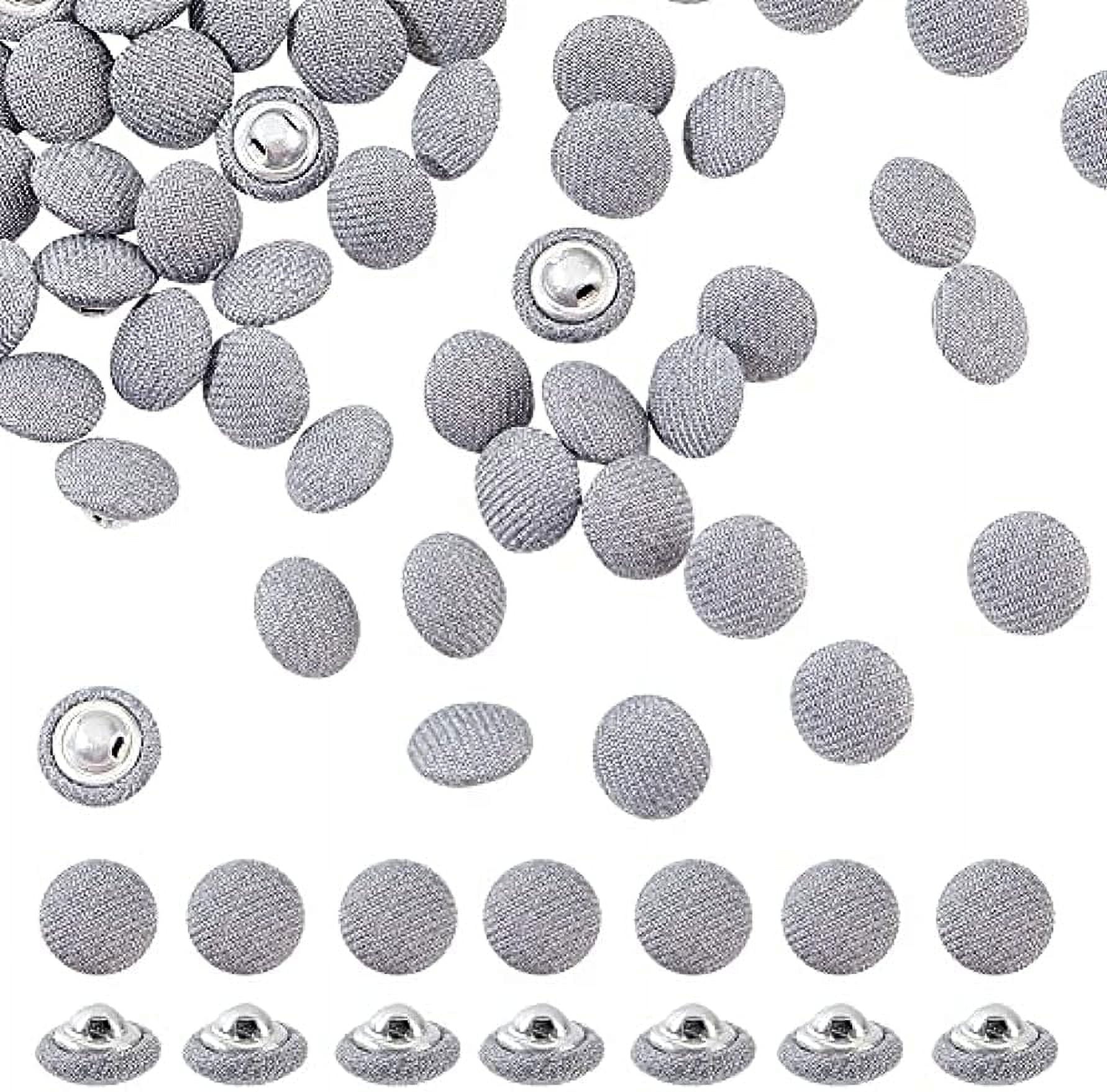 100 Pcs Fabric Covered Button 10mm Gray Fabric Metal Shank Buttons 1 ...