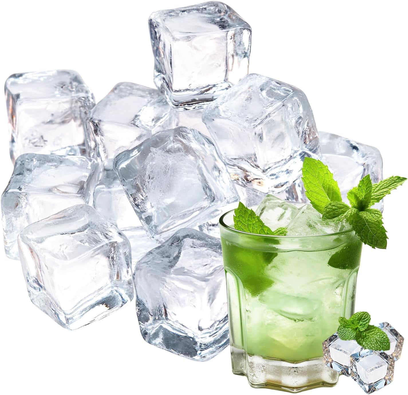 100 Pcs Fake Ice Cube 0.7'' Acrylic Ice Cube, Reusable Ice Cubes Vase ...