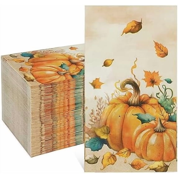 100 Pcs Fall Napkins, 3 Ply Thanksgiving Napkins Pumpkins Autumn Leaves ...