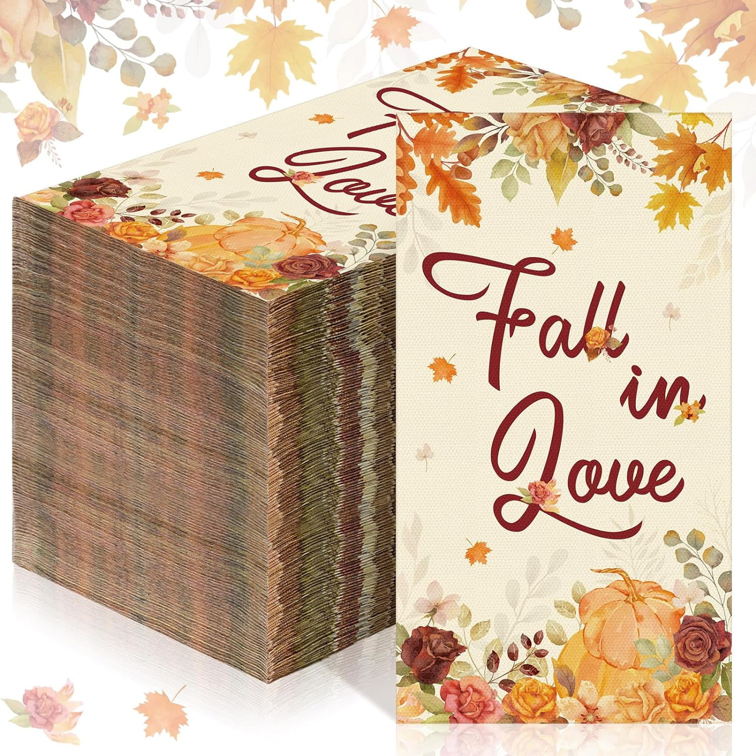 100 Pcs Fall in Love Bridal Shower Napkins for Guest Disposable Fall ...