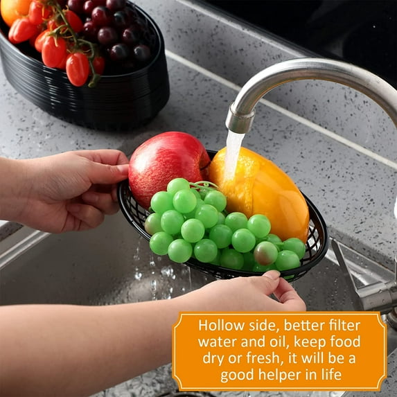 100 Pcs Fast Food Baskets 8.9 x 5.5 Inch Plastic Baskets for Food Black ...