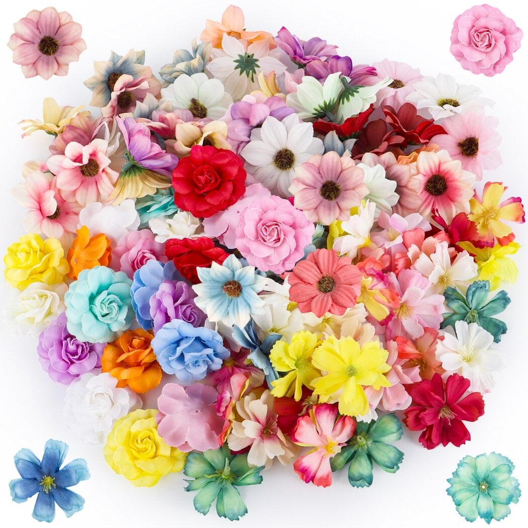 Bangcool Artificial Silk Plum Rose Daisy Mini Flower Bouquet 100 Count