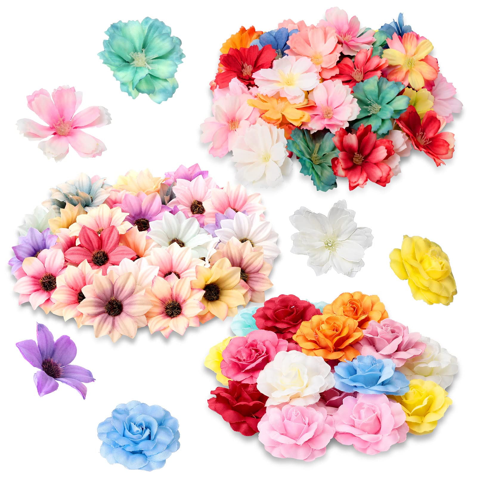 100 Pcs Faux Flower Heads Silk Artificial Plum Blossom Heads DIY Fake ...