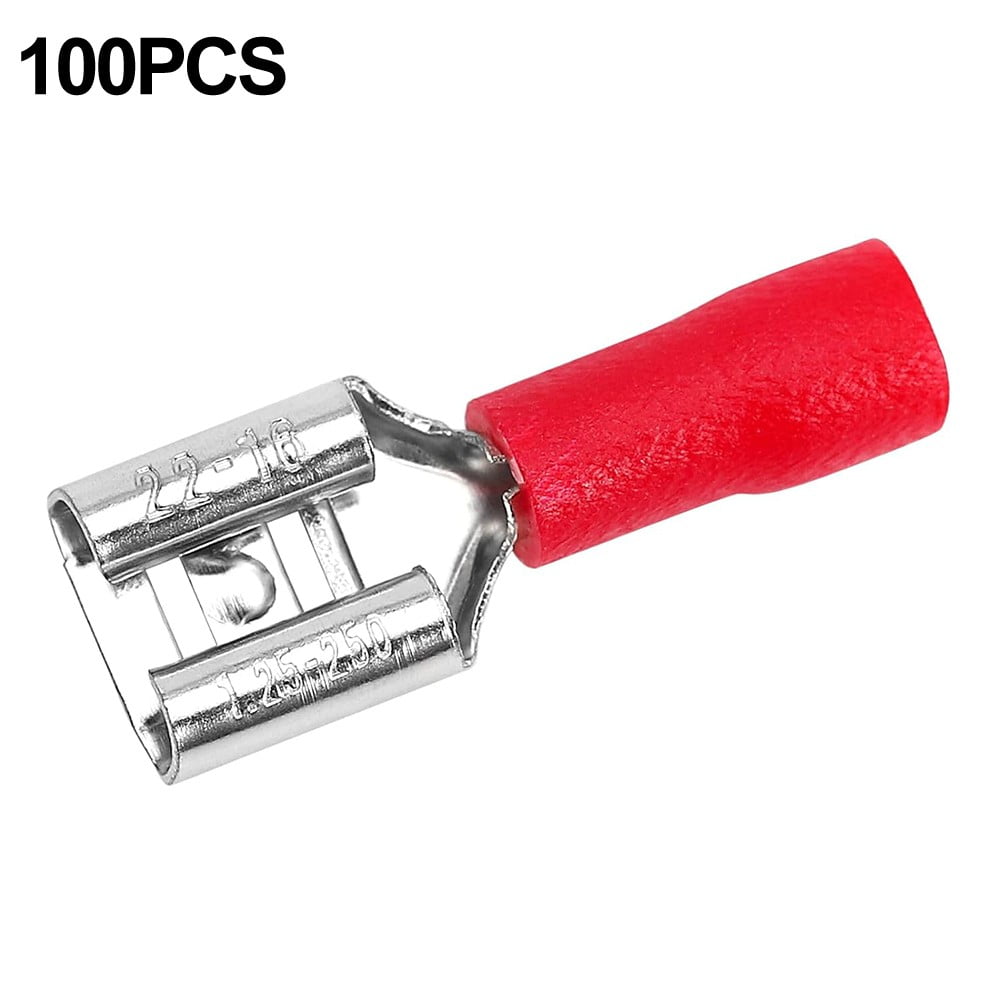 100 Pcs Female Quick disconnects Vinyl Insulated Spade Wire Connectors ...