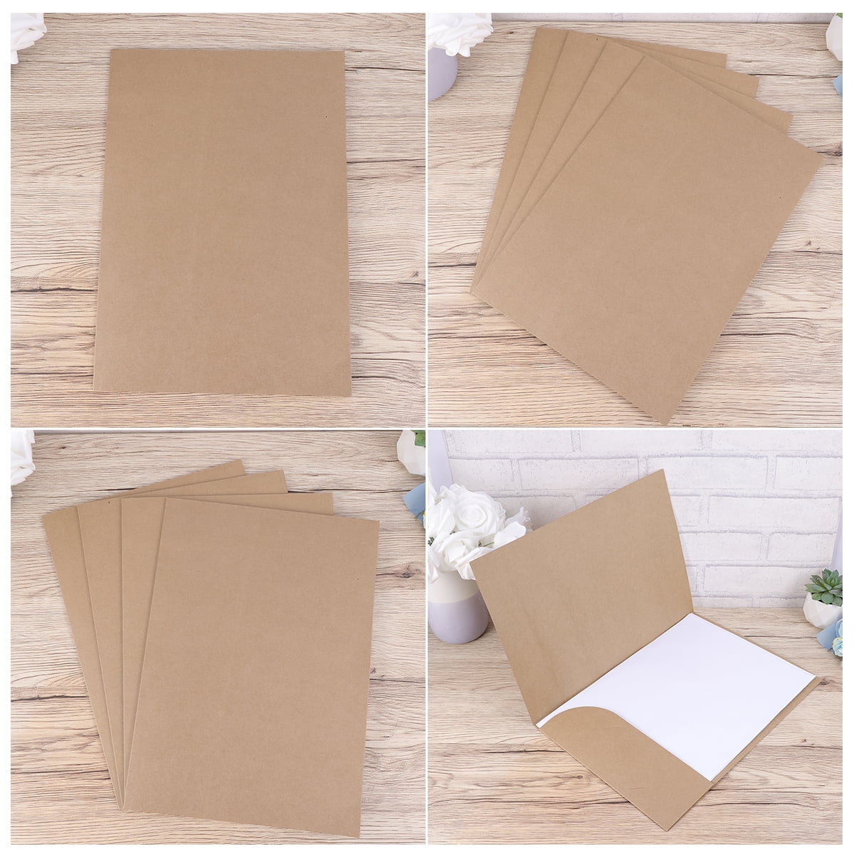 100 Pcs File Shelf Kraft Paper File Folder Presentation Document Folder ...