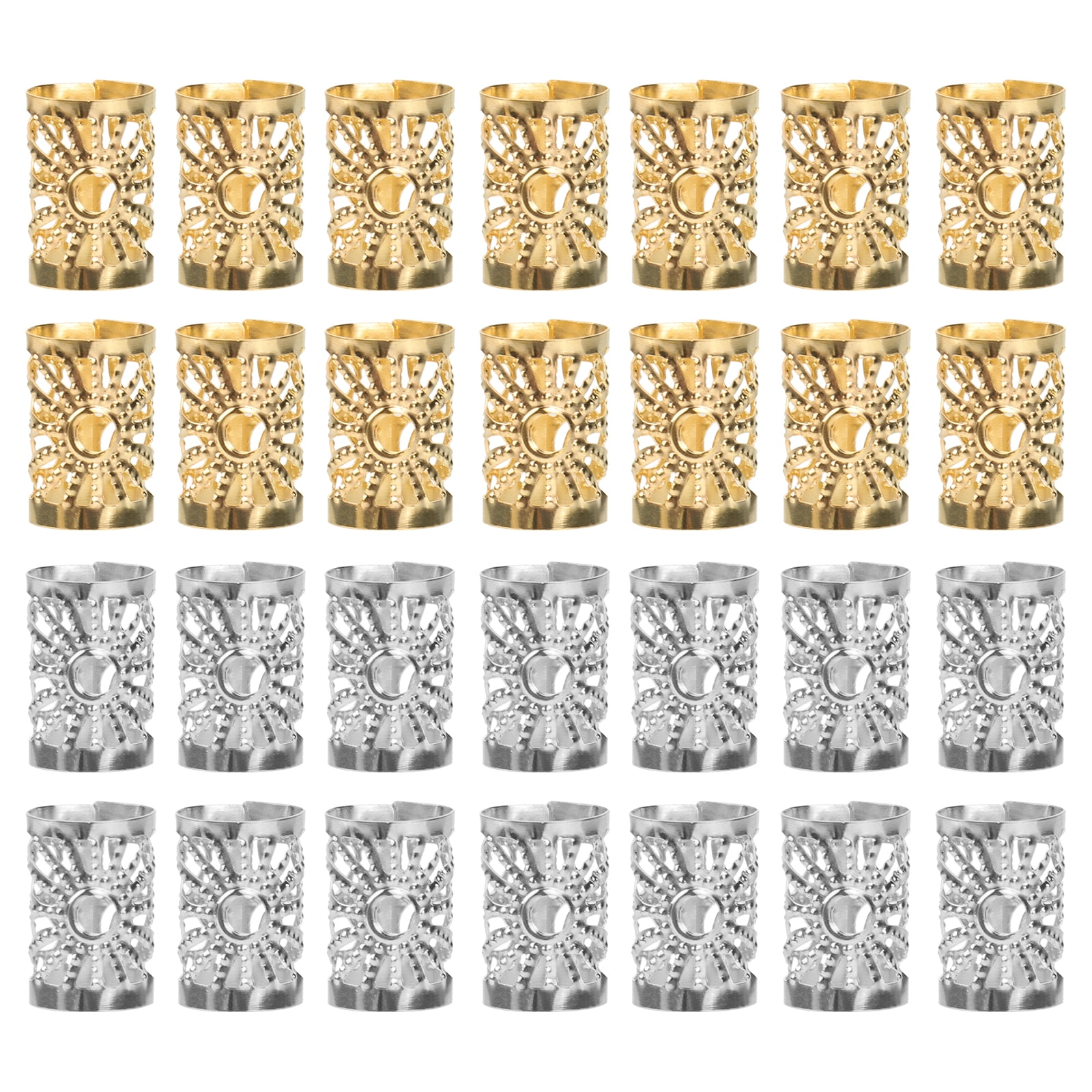 100 Pcs Filigree Tube Hair Cuffs Gold Rope Braid Jewelry Miss - Walmart.com