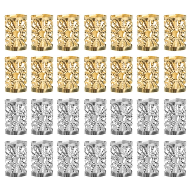 100 Pcs Filigree Tube Hair Cuffs Gold Rope Braid Jewelry Miss - Walmart.com