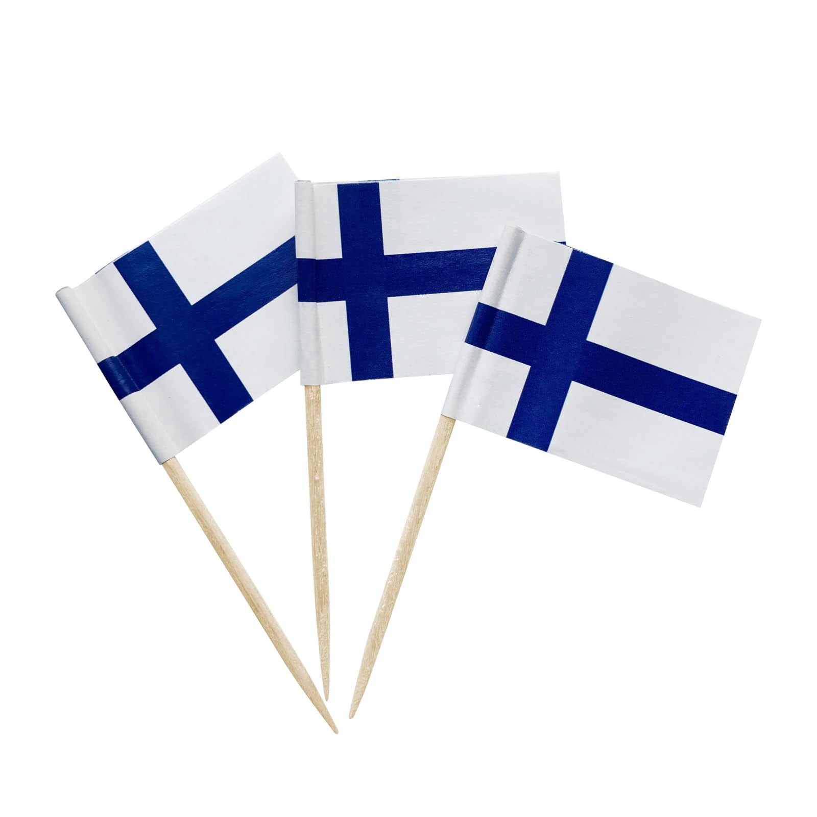 100 Pcs Finland Flag Finnish Toothpick Flags Cupcake Toppers Cocktail ...