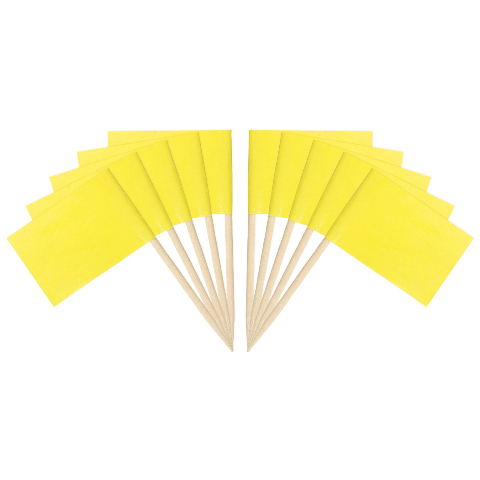 100 Pcs Flag Toothpicks Cheese Markers Colored Cake Toppers Yellow ...