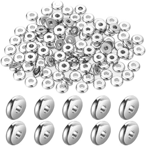 100 Pcs Flat Disc Spacer Beads 6mm Silver Beads with Hole Stainless ...