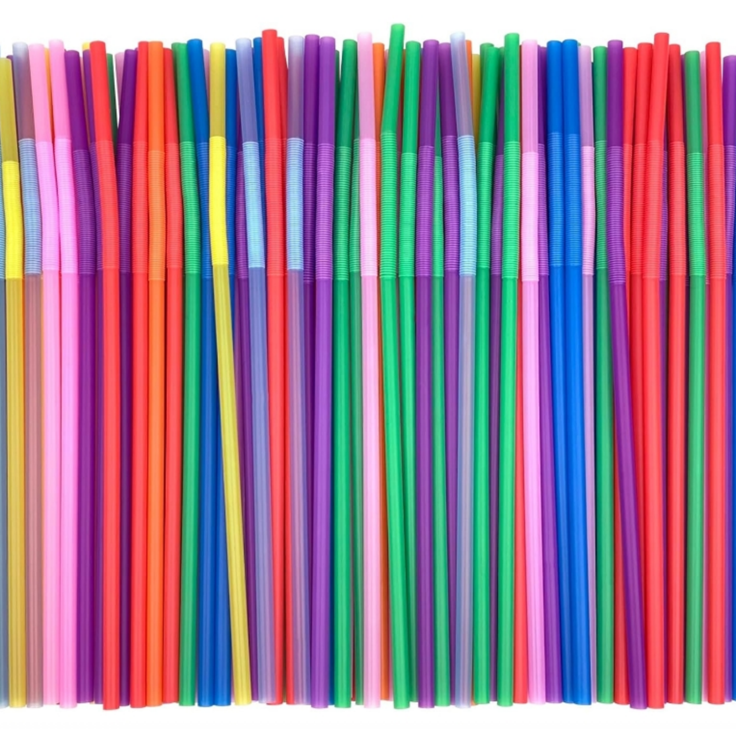 100 Pcs Flexible Colorful Plastic Bendable Drinking Bendable Straws, 10 ...