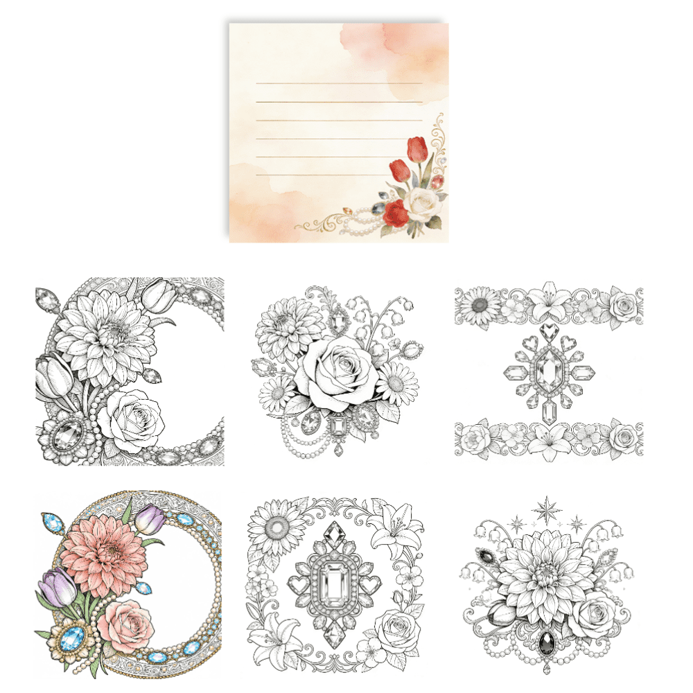 100 Pcs Floral Gemstone Stress Relief Sticky Notes: Double-Sided ...