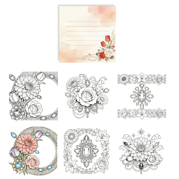 100 Pcs Floral Gemstone Stress Relief Sticky Notes: Double-Sided ...