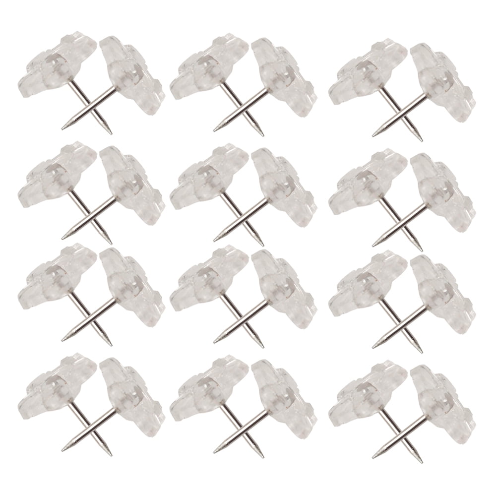 100 Pcs Flower Push Pins Cork Board Clear Thumb Tacks Pushpin Cute ...