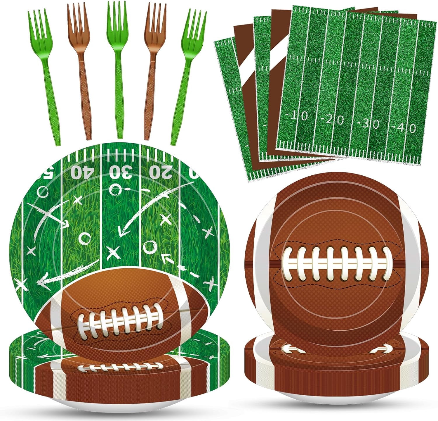 100 Pcs Football Party Supplies Set, Serves 25 – Disposable Football ...