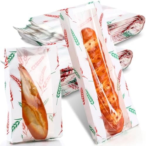 100 Pcs French Bread Bags Bulk with Window for Homemade, 18 x 6.5 x 2 ...