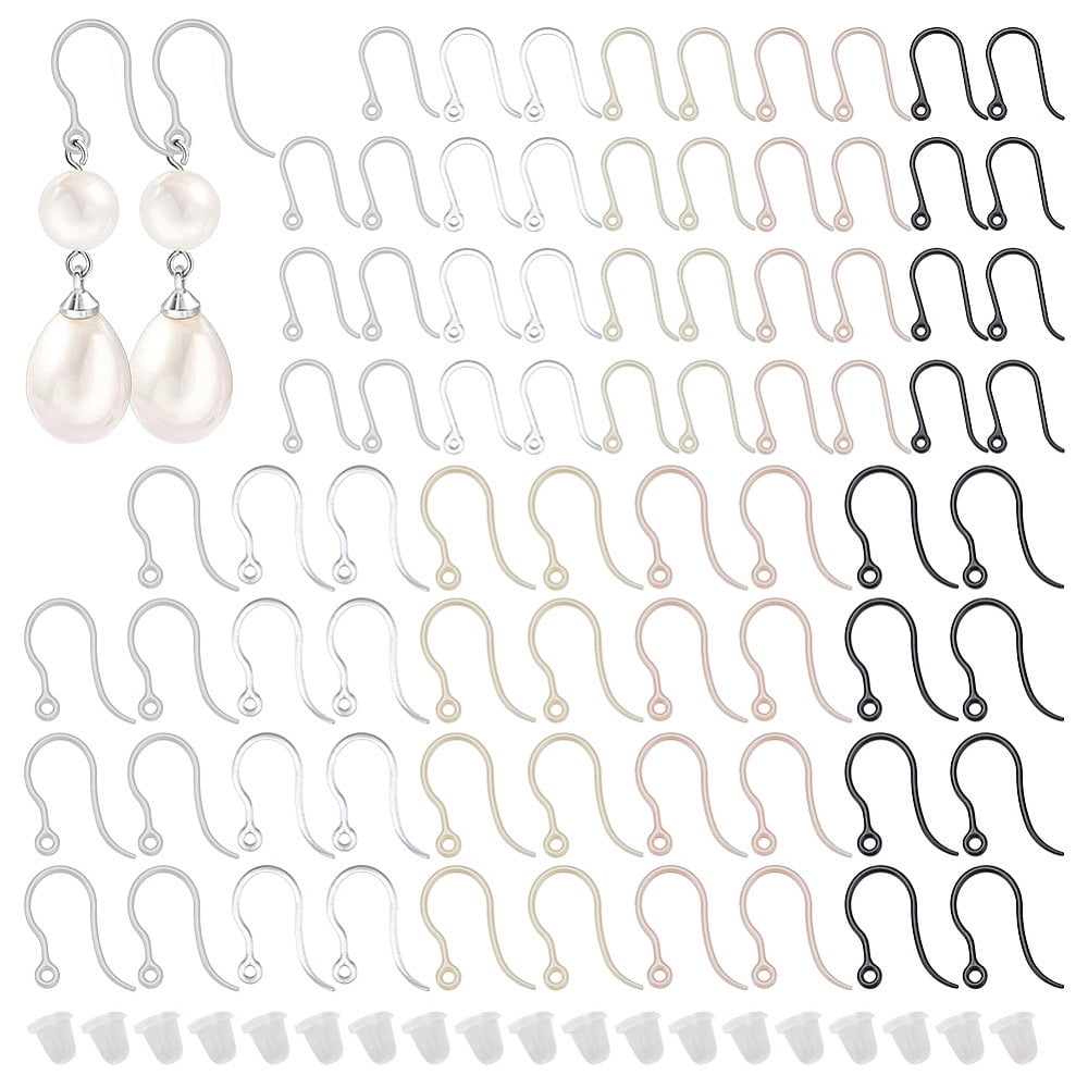 100 Pcs French Earring Hooks 5 Colors 2 Sizes Non-Allergenic Plastic ...
