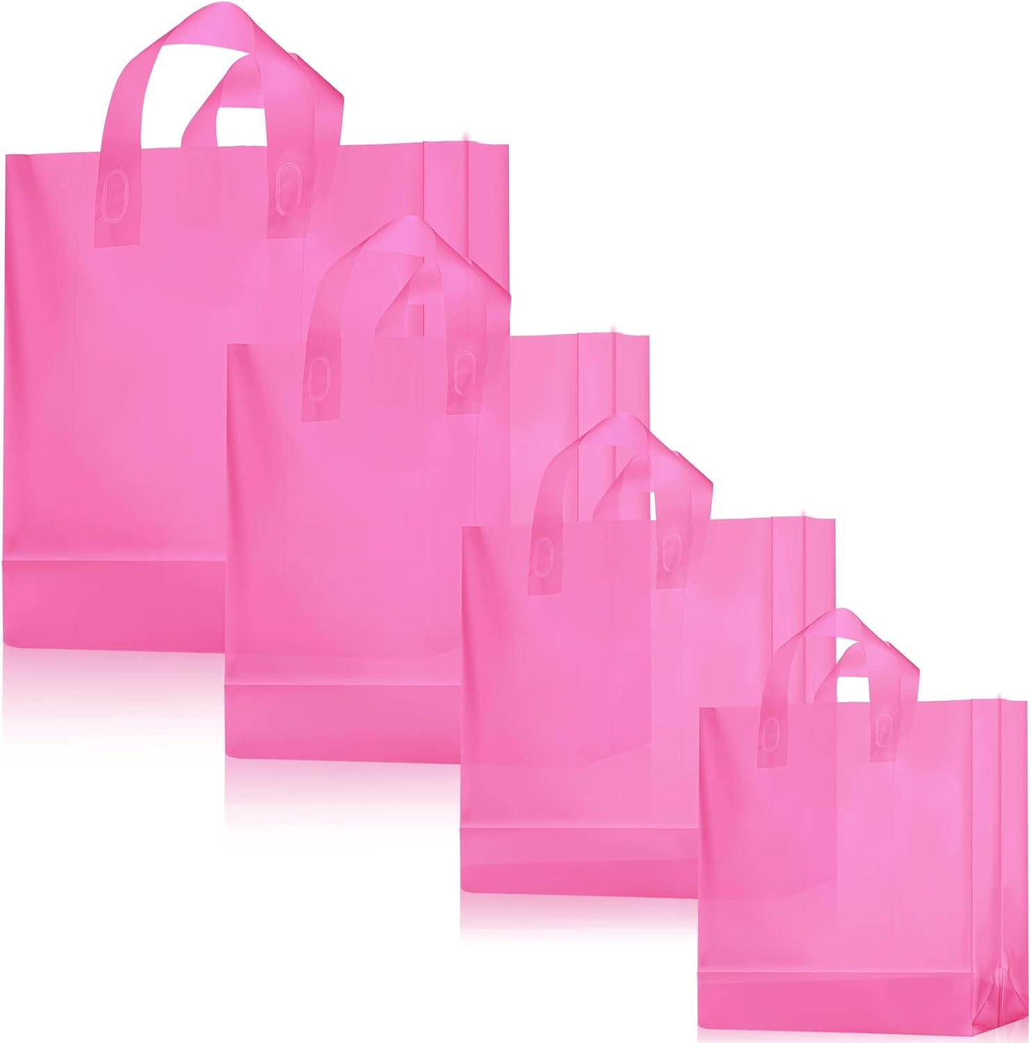 100 Pcs Frosted Plastic Gift Bags with Handles for Small Business Clear ...