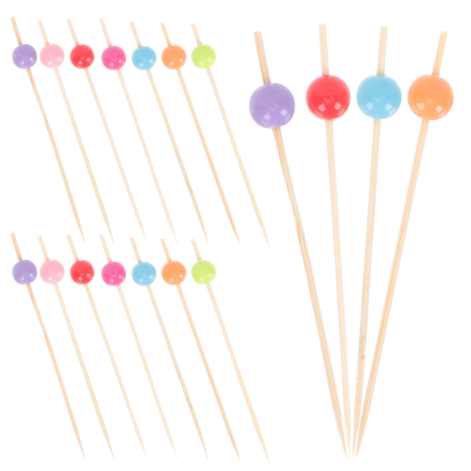 NIAIZEK Natural Wood Fruit Forks 100 Pieces Round Beads for Wedding and ...