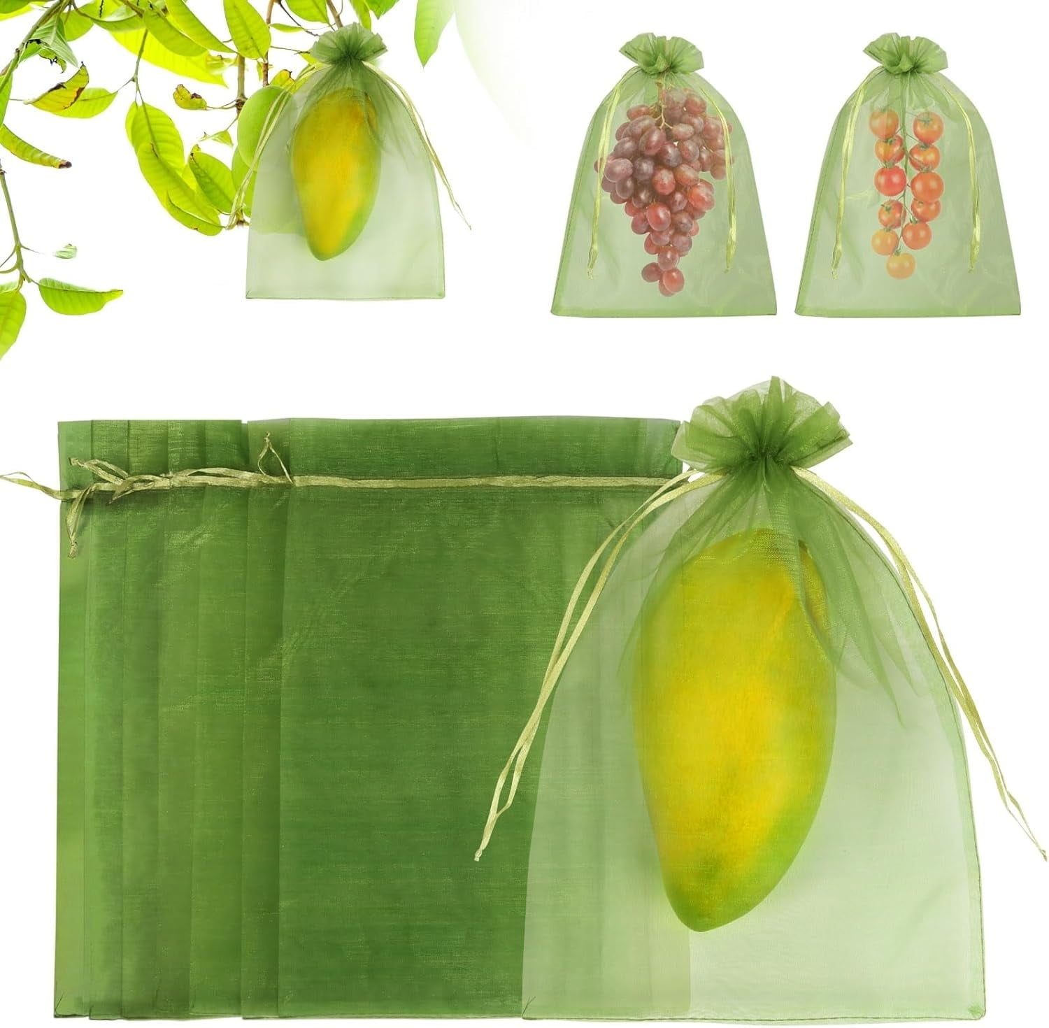100 Pcs Fruit Protection Bags, 8''12'' Netting Bags For Trees, Green ...