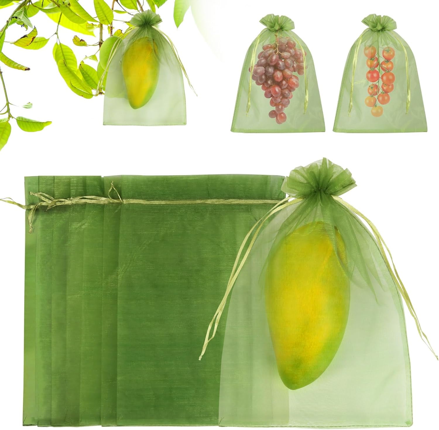 100 Pcs Fruit Protection Bags, Fruit Netting Bags for Fruit Trees ...