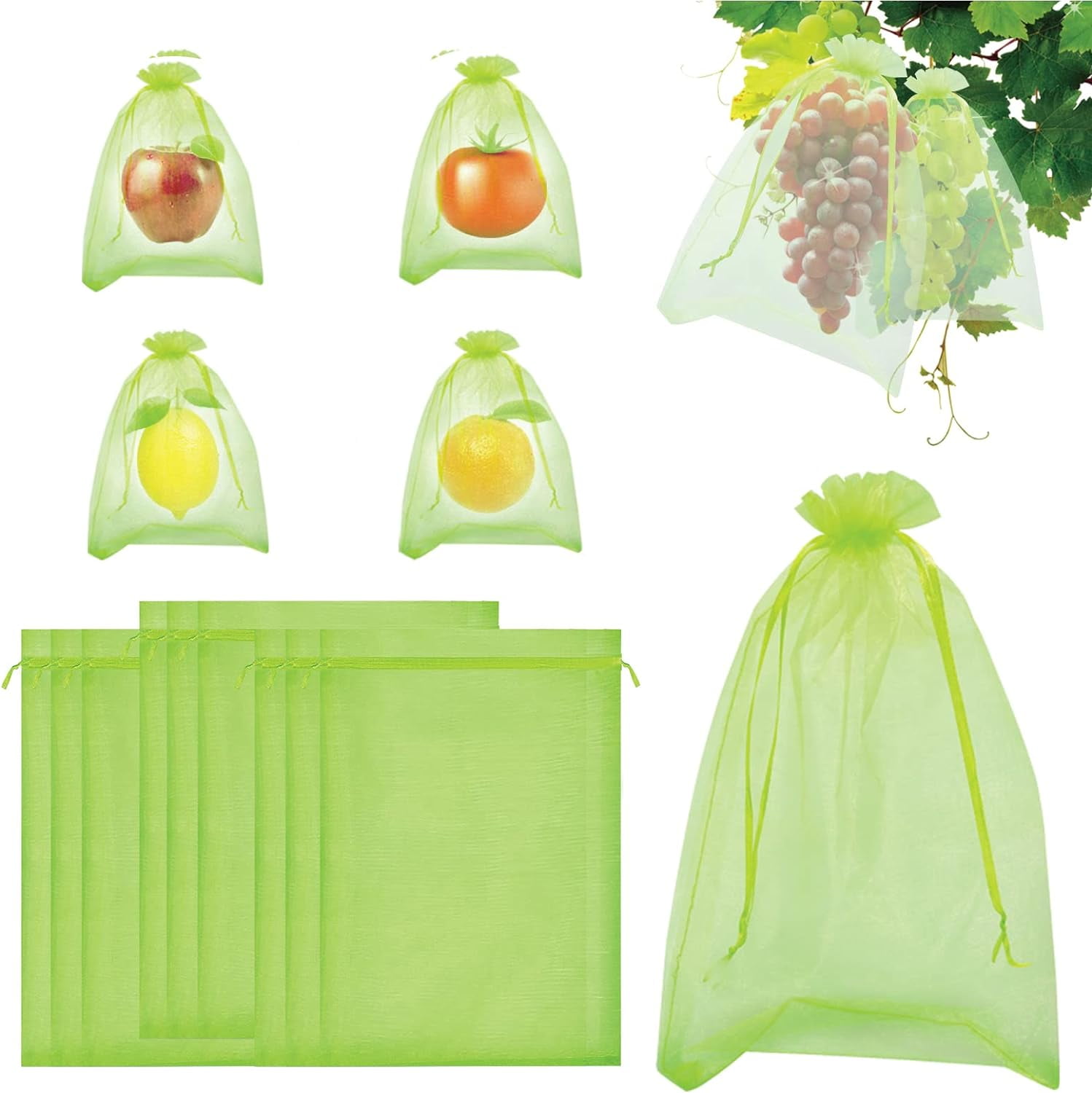 100 Pcs Fruit Protection Bags for Fruit Trees 6 x 8 Inch, Green Mesh ...