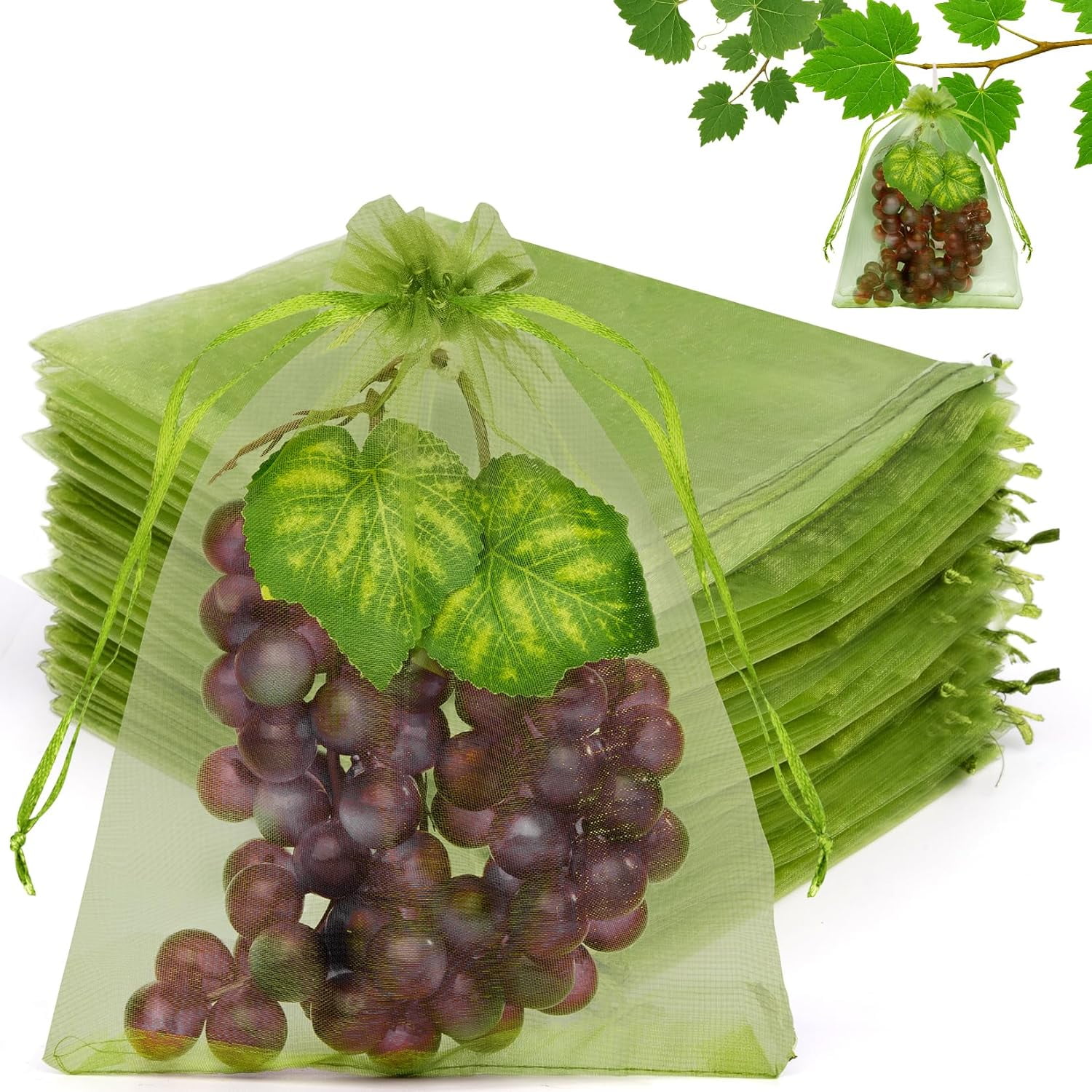 100 Pcs Fruit Protection Bags - Reusable Drawstring Fruit Protection ...