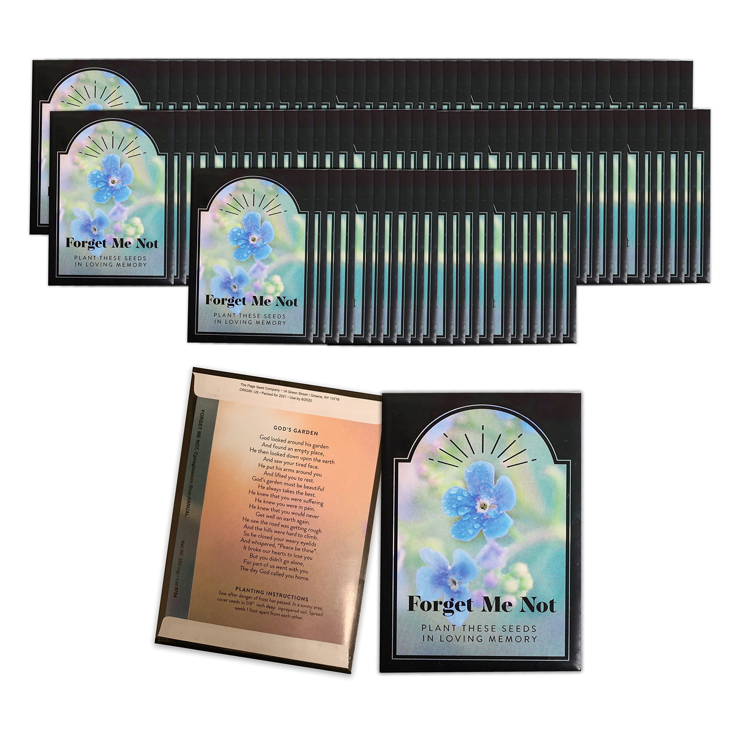 100 Pcs Funeral FEV6 Favors Forget Me Not Memorial Seed Packets - 100 ...