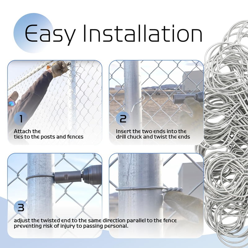 100 Pcs Gauge Galvanized Steel Fence Ties Fit for Fence Posts, T-Post ...